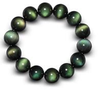 China 14cm - 17cm Mystical Bracelet Natural Green Eye Obsidian Wealth Bracelet for sale