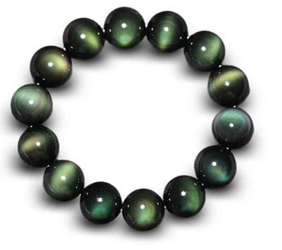 China 14cm - 17cm Mystical Bracelet Natural Green Eye Obsidian Wealth Bracelet for sale