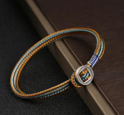 China 925 Sterling Silver Handmade Button Protection String Weave Bracelets 15cm 17cm 19cm 21cm for sale