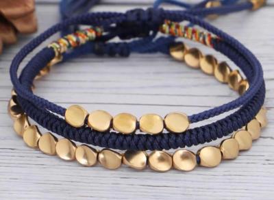 China Lucky Tibetan Copper Beads Bracelet Healing Protection Bracelet Set 6.3 - 10 Inch for sale