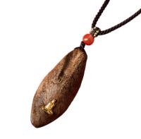 China Carved Agarwood 18K Gold Buddha Necklace Pendant For Special Day Gift for sale