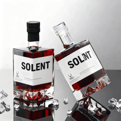 China 500ml Box Style Glass Bottle For Spirits With Thickened Pedestal Liquors for sale