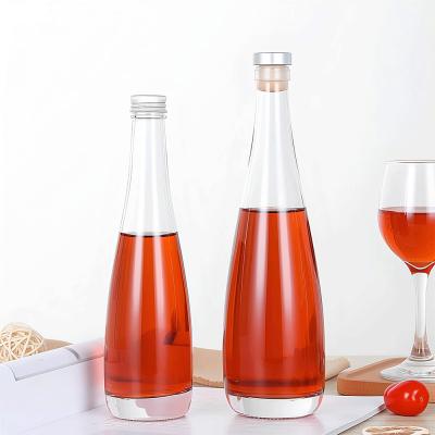 China Custom Clear Frosted Glass Beverage Bottle 500ml For Juice Soda Sparkling Drinks for sale