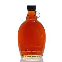 China 100ml 250ml 375ml Clear Flat Glass Bottle With Food Grade Screw Cap for sale