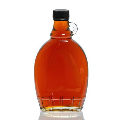 China 100ml 250ml 375ml Clear Flat Glass Bottle With Food Grade Screw Cap for sale