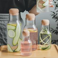 China Heat Resistant Borosilicate Glass Drinking Water Bottle With Screw Cap For Beverage for sale