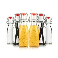 China Square Shape Swing Top Glass Bottle Airtight Flip Cap for Kombucha Home Brewing 250ml 500ml 750ml 1000ml for sale