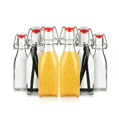 China Square Shape Swing Top Glass Bottle Airtight Flip Cap for Kombucha Home Brewing 250ml 500ml 750ml 1000ml for sale