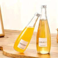 China 330ml 500ml Clear Glass Water Bottle with Aluminum Screw Cap for Beverage Juice for sale