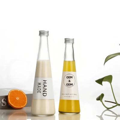 China 250ml 330ml Conical Beverage Glass Bottle With Screw Cap Customizable Printing Options for sale