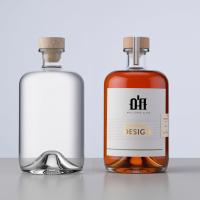 China 1000ml Customizable Surface Finishes Cork Sealing Vodka Glass Bottle Empty Liquor Spirit Container for sale