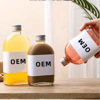 China Transparent Flat Square Glass Bottle for Juice Beverage 100ML 200ML 250ML 350ML for sale