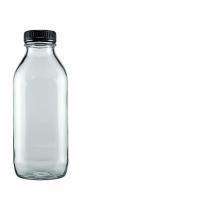 China Square Glass Milk Bottle Beverage Container with Food Grade Glass Customizable Cap Options for sale