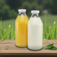 China Square Glass Milk Bottle Beverage Container with Food Grade Glass Customizable Cap Options for sale