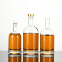 China Custom Label Printing Glass Liquor Bottle Recyclable With Cork Cap For Wine Beverage for sale