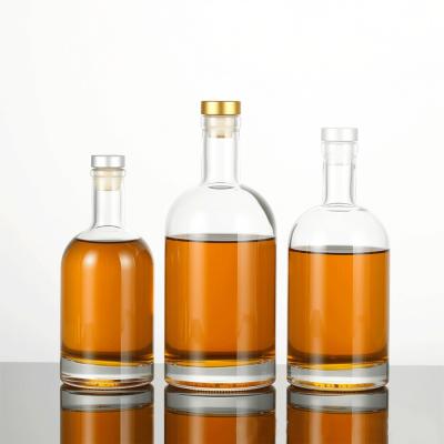 China Custom Label Printing Glass Liquor Bottle Recyclable With Cork Cap For Wine Beverage for sale