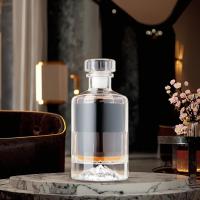 China Custom Super Flint Glass Liquor Bottle With Cork For Whiskey Vodka Gin Rum 375ml To 750ml Custom Printing for sale