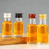China Mini Glass Liquor Bottle 20ml Square Design With Aluminum Screw Cap For Spirits Oils for sale