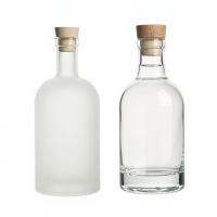 China Clear Glass Liquor Bottle With Cork Sealing For Whisky Rum Brandy Gin for sale