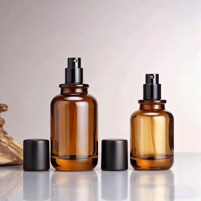 China Customizable Refillable Amber Glass Perfume Bottle For Cosmetic Packaging for sale