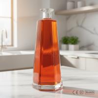 China Hexagonal Tapered Glass Spirit Bottle With Faceted Geometric Body Super Flint Glass For Spirits for sale