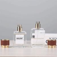 China Square Shape Glass Scent Bottle With Leather Cap 100ml Empty Perfume Spray Bottle for sale