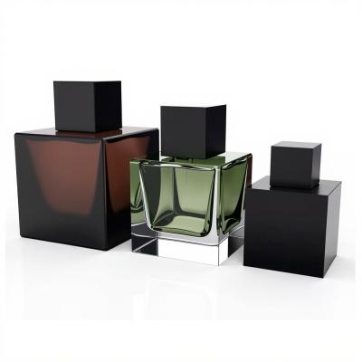 China Luxury Square Glass Spray Perfume Bottle 30ml 50ml 100ml Customized Printing for sale