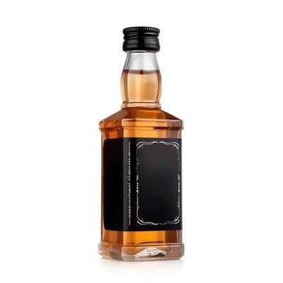 China Transparent Square 50ml Mini Glass Liquor Bottle With Screw Cap For Whiskey Vodka Wine for sale