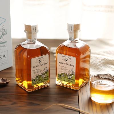 China Recyclable Square Glass Liquor Bottle For Whiskey Vodka Tequila Packaging for sale