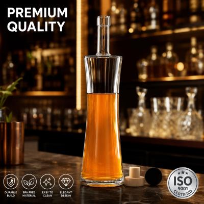 China 750ml Conical High Flint Glass Liquor Bottle Spirits Decanter For Whiskey Vodka for sale