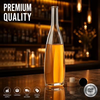 China 750ml High Flint Glass Tapered Glass Liquor Bottle Sleek Spirits Decanter For Bar for sale