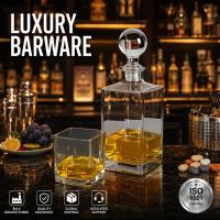 China High Flint Glass Square Whiskey Decanter With 750ml For Luxury Spirits for sale