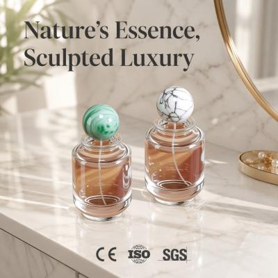 China Luxury Glass Fragrance Bottle With Ball Cap Heavy Bottom Base Precision Fitted Sprayer for sale