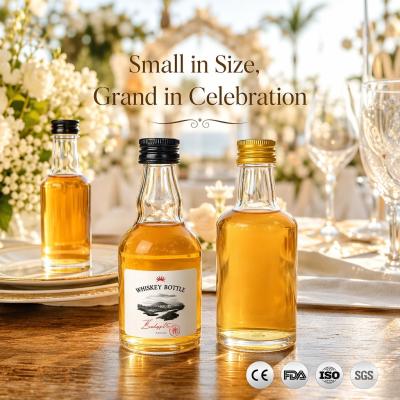 China 50ml 100ml Mini Glass Spirit Bottle With Leakproof Sealing Solution Custom Personalized Labels for sale