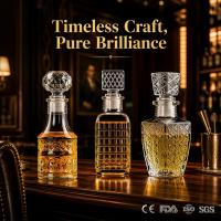 China Geometric Faceted Glass Bottle Spirit Decanter With Leakproof Sealing Solution Custom Labeling For Whiskey for sale