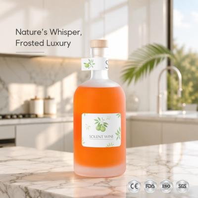 China Frosted Glass Wine Bottle With Wooden Cork For Leakproof Sealing UV Protection for sale