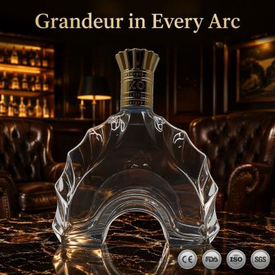 China Fan Shaped Glass Spirit Bottle With Arched Base Leakproof Sealing For Brandy Decanter for sale