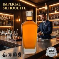 China Solent Luxury Tapered Rectangular Glass Liquor Bottle With Heavy Base High Flint Transparency For Spirits for sale