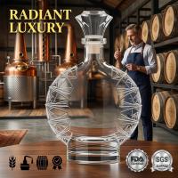 China Solent Luxury Spiral Embossed Glass Liquor Bottle With Heavy Base High Flint Transparency For Whiskey Spirits for sale