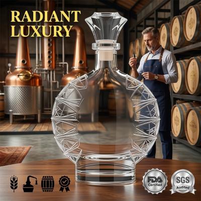China Solent Luxury Spiral Embossed Glass Liquor Bottle With Heavy Base High Flint Transparency For Whiskey Spirits for sale