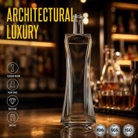 China Square Shape High Flint Transparency Glass Liquor Bottle With Crown Cap Seal For Spirits for sale