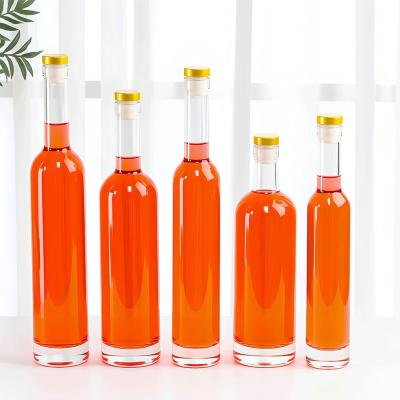 China 375ml 500ml Clear High Flint Tall Slim Slender Liquor Wine Glass Bottle With Cork for sale