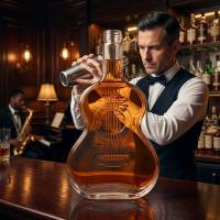 China Guitar Shaped 100ml Glass Liquor Bottle For Spirits Whiskey for sale
