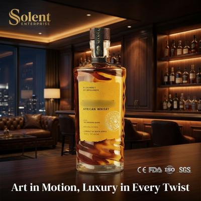 China Twisted Spiral Whiskey Glass Decanter With Lead Free Crystal Leakproof T Shape Cork For Spirits for sale