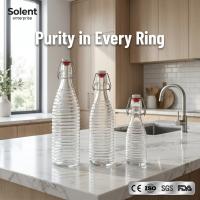 China Solent Ringed Glass Swing Top Bottle Airtight Beverage Container with Leakproof Seal Ringed Texture for sale