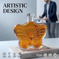 China Butterfly Shape Borosilicate Glass Liquor Bottle 200ml 300ml For Spirits Perfumes for sale