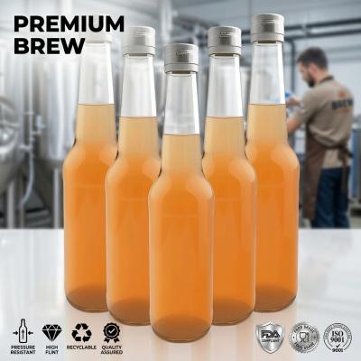 China Long Neck 380ml Screw Cap Beverage Glass Bottle For Beer Wine Spirits for sale