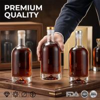 China 750ml High Flint Round Glass Liquor Bottle For Whiskey Spirits for sale