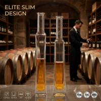 China Slim Square Glass Bottle Design With Heavy Base Tall Slender Silhouette For Ice Wine for sale