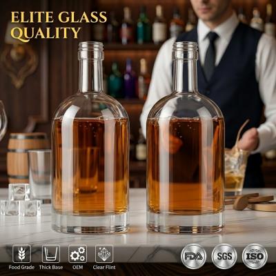 China Bell Shaped Shoulder 750ml Liquor Bottle With Thick Base Design For Spirits for sale